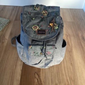 Jansport | Accessories | Rare Jansport Drawstring Closure Floral Denim ...